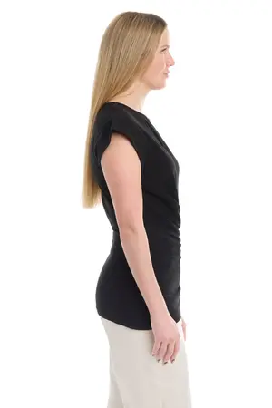 Wilt Boat Neck Rolled Cuff Tee - Black