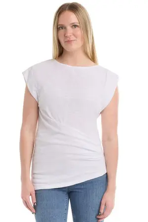 Wilt Boat Neck Rolled Cuff Tee - White