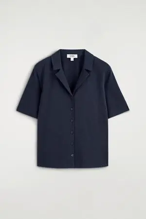 Cos Modal-blend Jersey Shirt - Navy