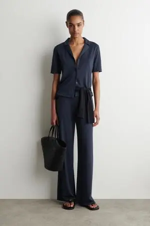 Cos Modal-blend Jersey Shirt - Navy