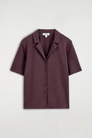 Cos Modal-blend Jersey Shirt With Camp Collar - Red