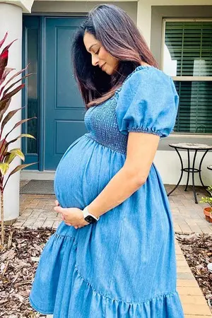 PINKBLUSH Vintage Wash Chambray Smocked Midi Dress