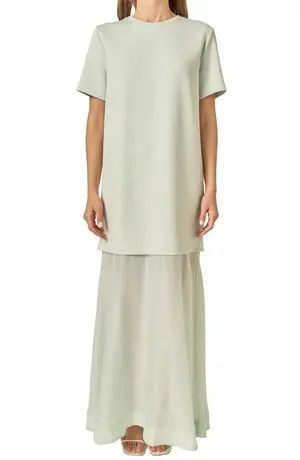 English Factory See Through Mixed Media Maxi Dress