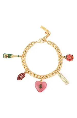Kurt Geiger Curb Chain Charm Bracelet - Gold/multi