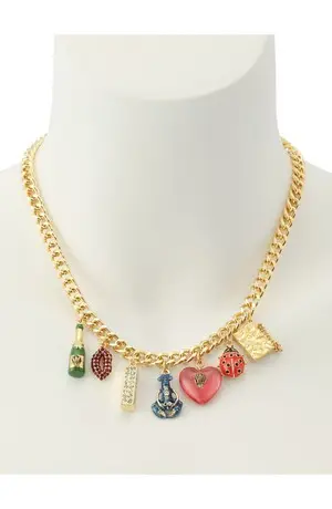 Kurt Geiger Mixed Charm Curb Chain Necklace