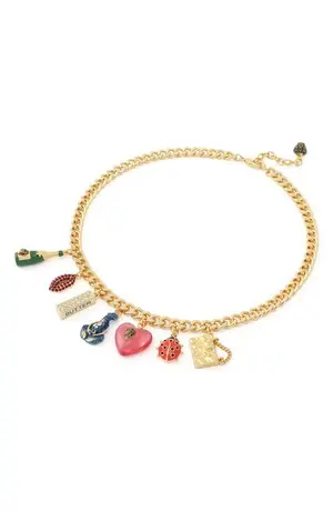 Kurt Geiger Mixed Charm Curb Chain Necklace