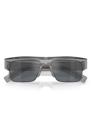 Prada 55mm Rectangular Sunglasses - Transparent/blue/silver