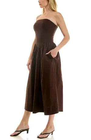 SOCIALITE Strapless Mixed Media Midi Dress