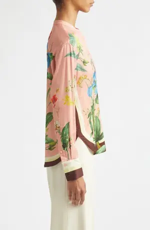 REISS Milos Floral Scarf Print Long Sleeve Top