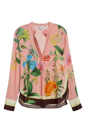 REISS Milos Floral Scarf Print Long Sleeve Top