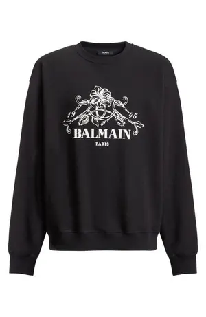 Balmain Printed Cotton Fleece Sweatshirt
