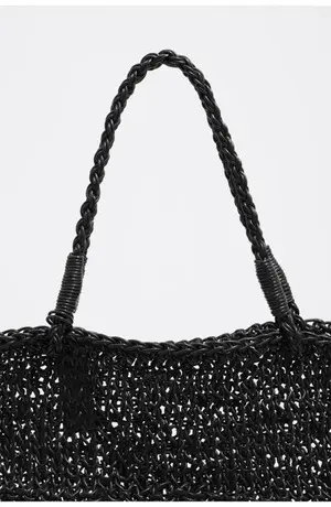 Bimba Y Lola Woven Tote Bag With Leather Detail