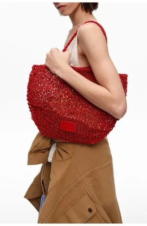 Bimba Y Lola Leather Flat Shoulder Bag - Red