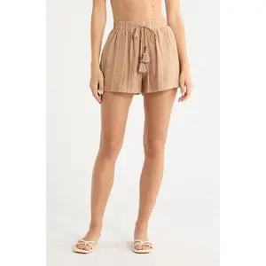 Elan Drawstring Cover-up Shorts - Tan