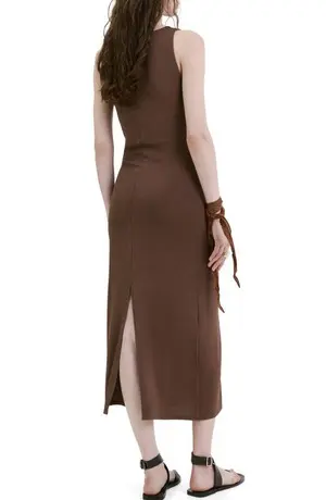Mango Cowl Neck Side Gather Dress