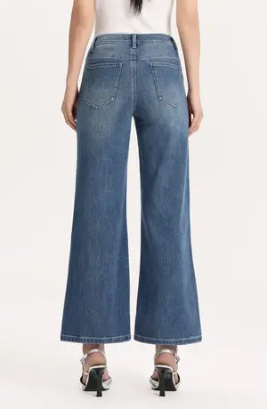 BAYEAS Eyelet Scallop Hem Ankle Flare Jeans