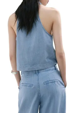 Mango Drape Plunge Neck Top