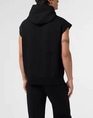 PLEIN SPORT Sleeveless Hoodie Vest Icon - Black