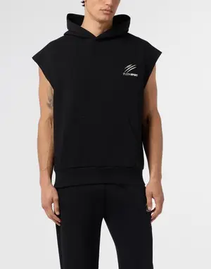 PLEIN SPORT Sleeveless Hoodie Vest Icon - Black