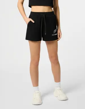 PLEIN SPORT Ribbed Loose Fit Shorts - Black