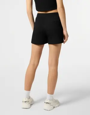 PLEIN SPORT Ribbed Loose Fit Shorts - Black