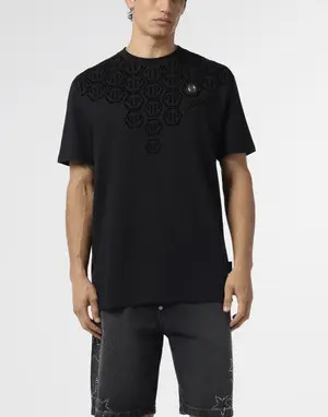 Philipp Plein Round Neck T-shirt Degrade Monogram Monogram - Black