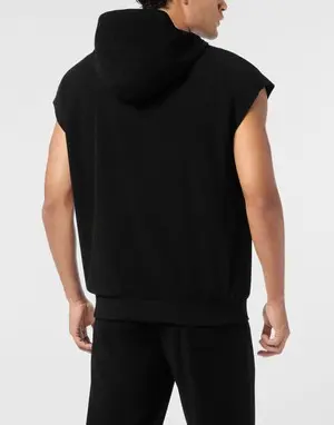 PLEIN SPORT Sponge Sleeveless Hooded Vest - Black