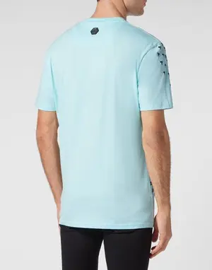 Philipp Plein T-shirt Round Neck Ss Skull&amp;bones - Lightblue