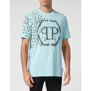 Philipp Plein T-shirt Round Neck Ss Skull&amp;bones - Lightblue