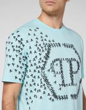 Philipp Plein T-shirt Round Neck Ss Skull&amp;bones - Lightblue