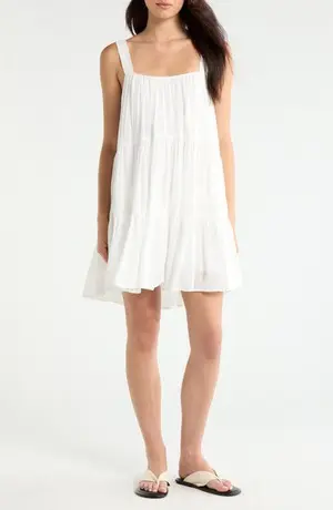 Elan Tiered Cover-up Dress - White