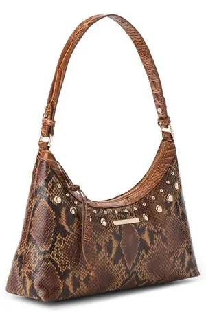 Brahmin Olivia Snakeskin Embossed Leather Shoulder Bag