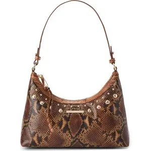 Brahmin Olivia Snakeskin Embossed Leather Shoulder Bag - Cinnamon