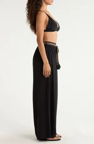 Elan Tie Belt Wide Leg Cover-up Pants
