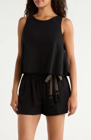 Elan Semisheer Cover-up Tank - Black