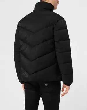 Philipp Plein Padded Zip-up Jacket With High Collar - Black