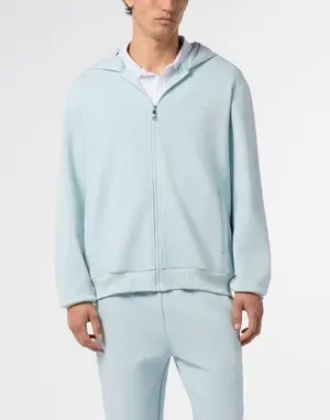 PLEIN SPORT Pique Zip Hoodie Icon - Lightblue