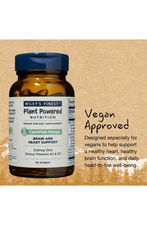 WILEY'S FINEST Omega-3 60 Softgels With Plant-based Algae Oil