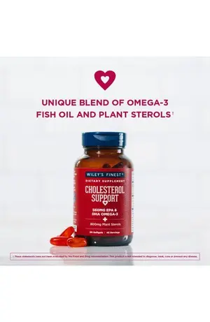 WILEY'S FINEST Cholesterol Support Heart Health Omega-3 Softgels 90 Softgels