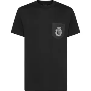 BILLIONAIRE T-shirt Round Neck Pocket Crest - Black