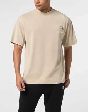 PLEIN SPORT Cotton Round Neck T-shirt Cold Dye - Beige