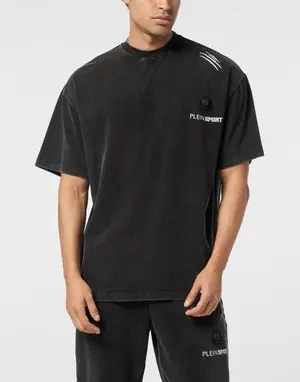 PLEIN SPORT Cotton Round Neck T-shirt Cold Dye - Black