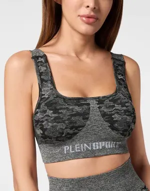 PLEIN SPORT Seamless Crossed Straps Sport Bra Logo