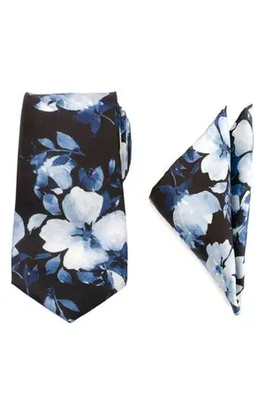 CUFFLINKS, INC. Silk Jacquard Floral Neck Tie And Pocket Square Set