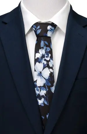 CUFFLINKS, INC. Silk Jacquard Floral Neck Tie And Pocket Square Set - Blue