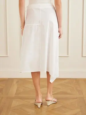 SIR. Klara Broderie Anglaise Cotton Midi Wrap Skirt - Neutrals