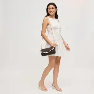 URBAN EXPRESSIONS Rachel Straw Clutch With Beaded Handle - Chocolate