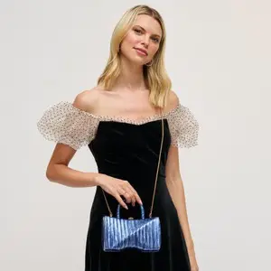URBAN EXPRESSIONS Julie Evening Bag With Gold Hardware - Navy