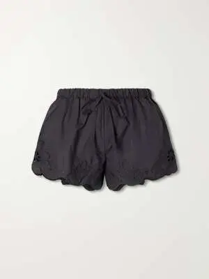 SIR. Klara Broderie-anglaise Cotton Mini Shorts - Black