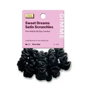 GIMME BEAUTY Slim Satin Hair Scrunchies - Black